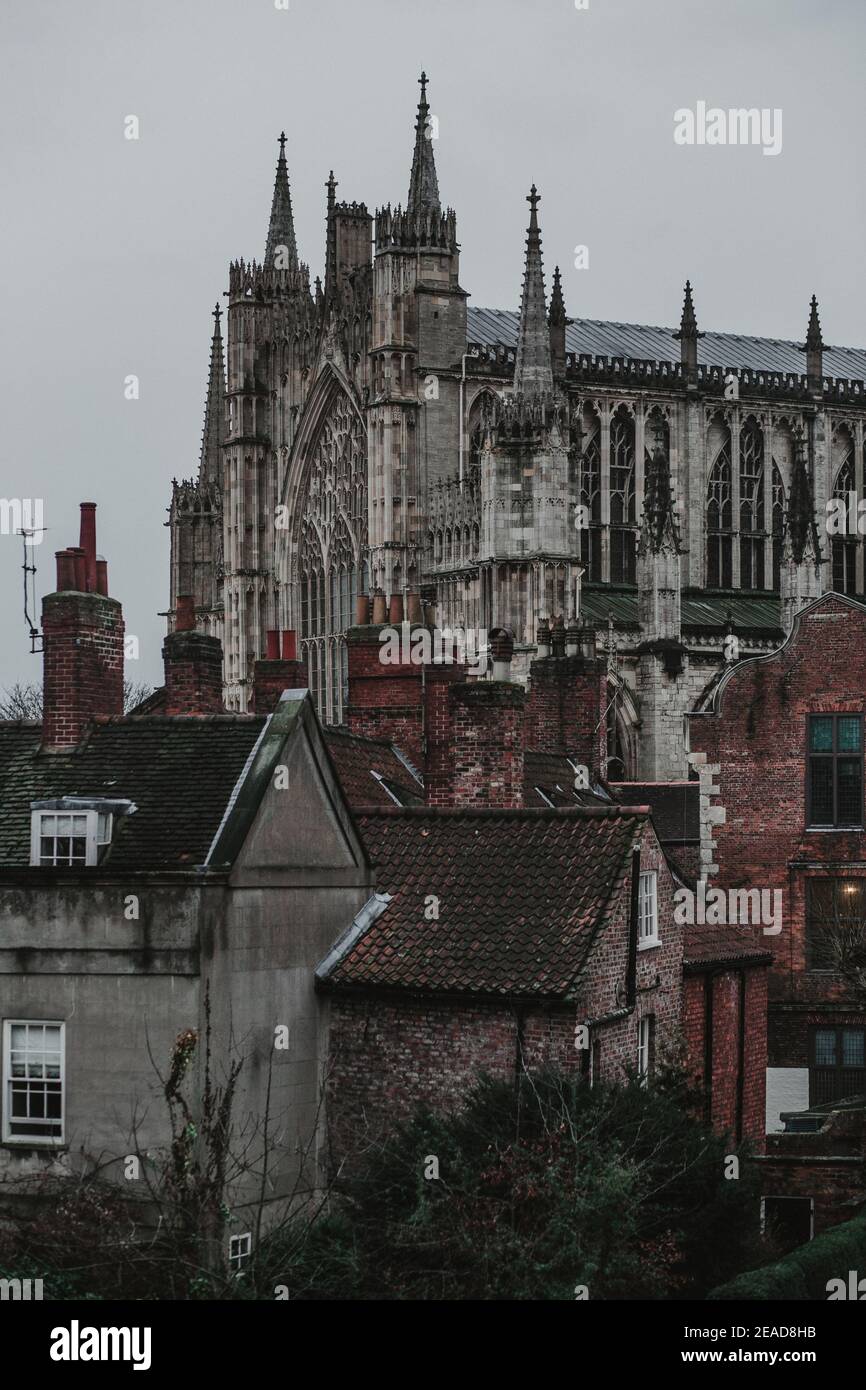 View of York Minster from York Roman Walls, Yorkshire, England, UK ...