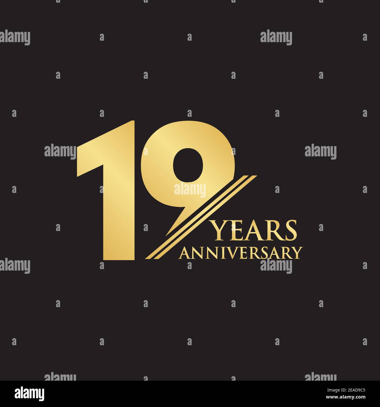 19th year anniversary logo design vector illustration template Stock ...