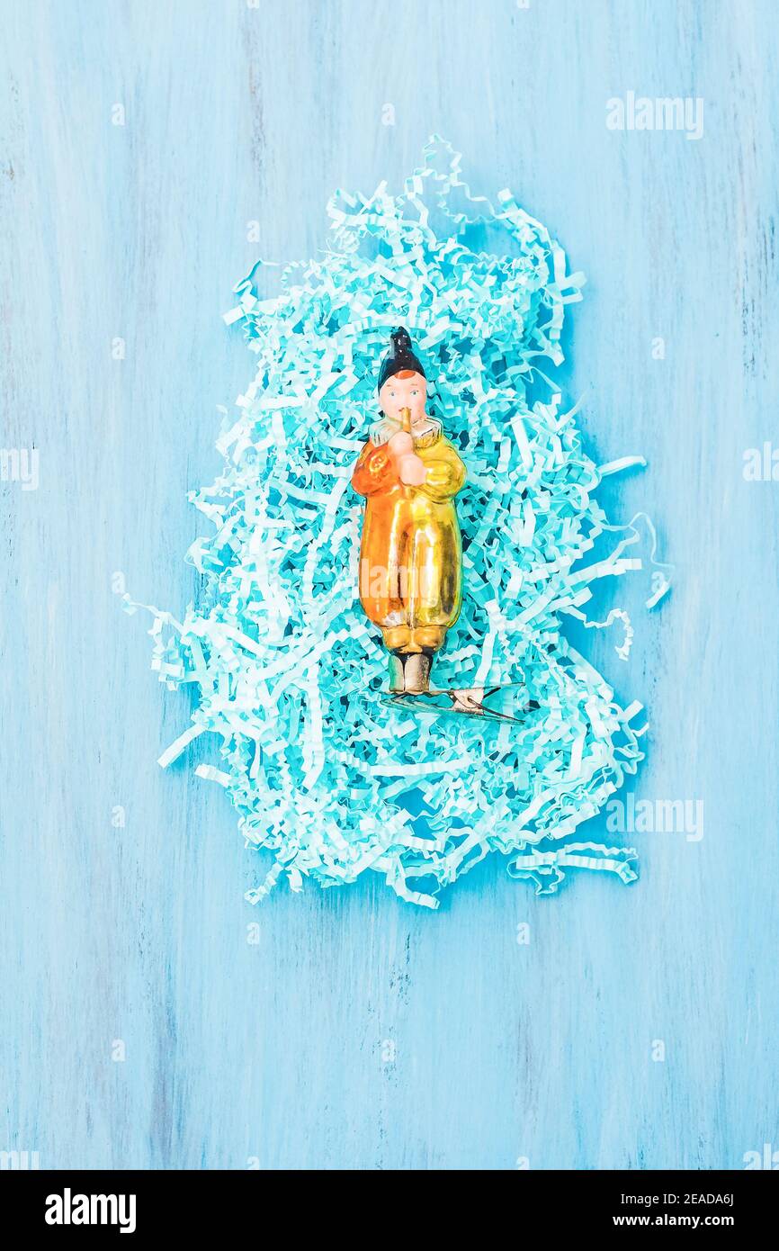 Boy with musical instrument fragile toy Stock Photo - Alamy