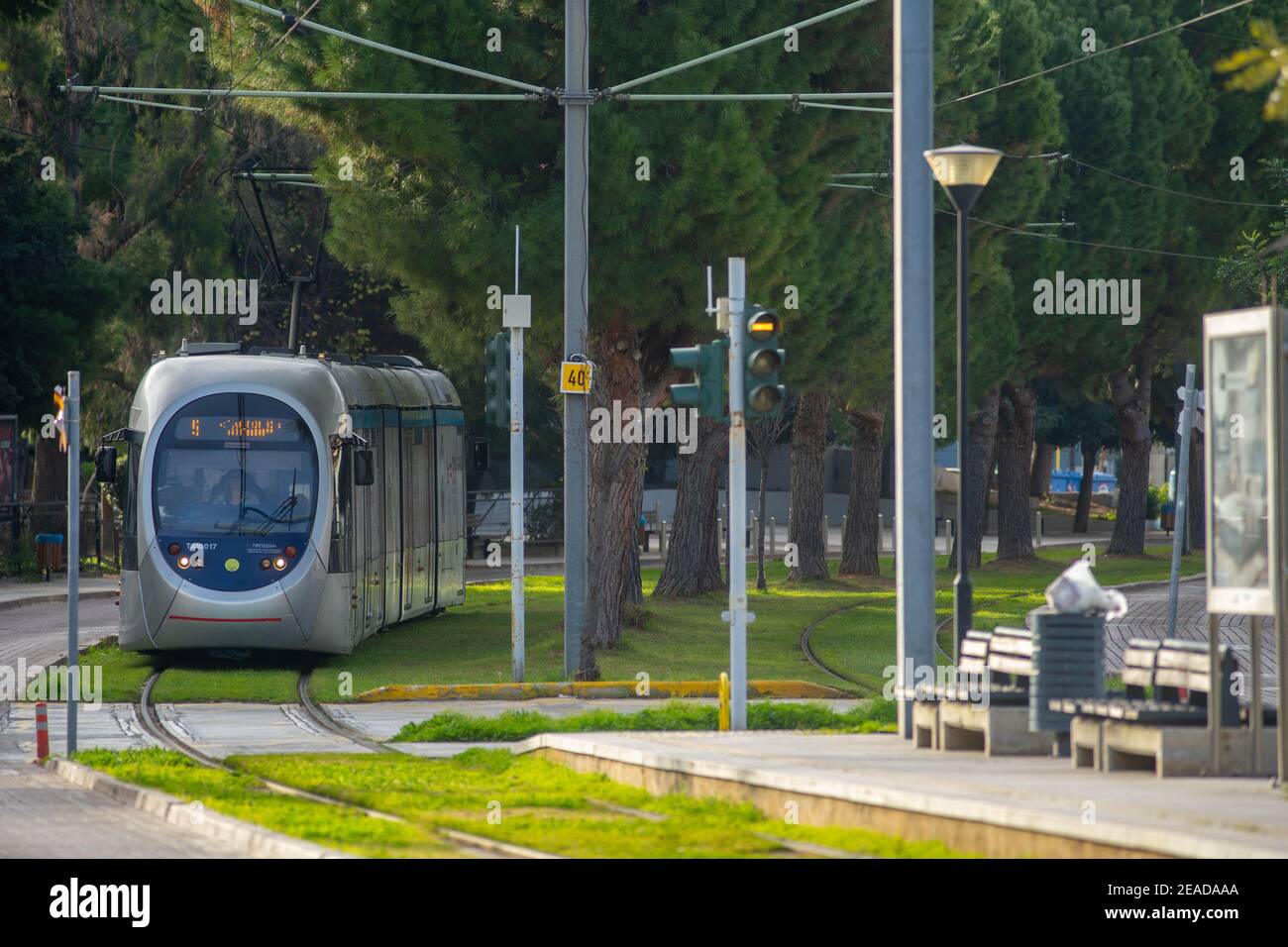Tram at Glyfada,Greece Stock Photo - Alamy