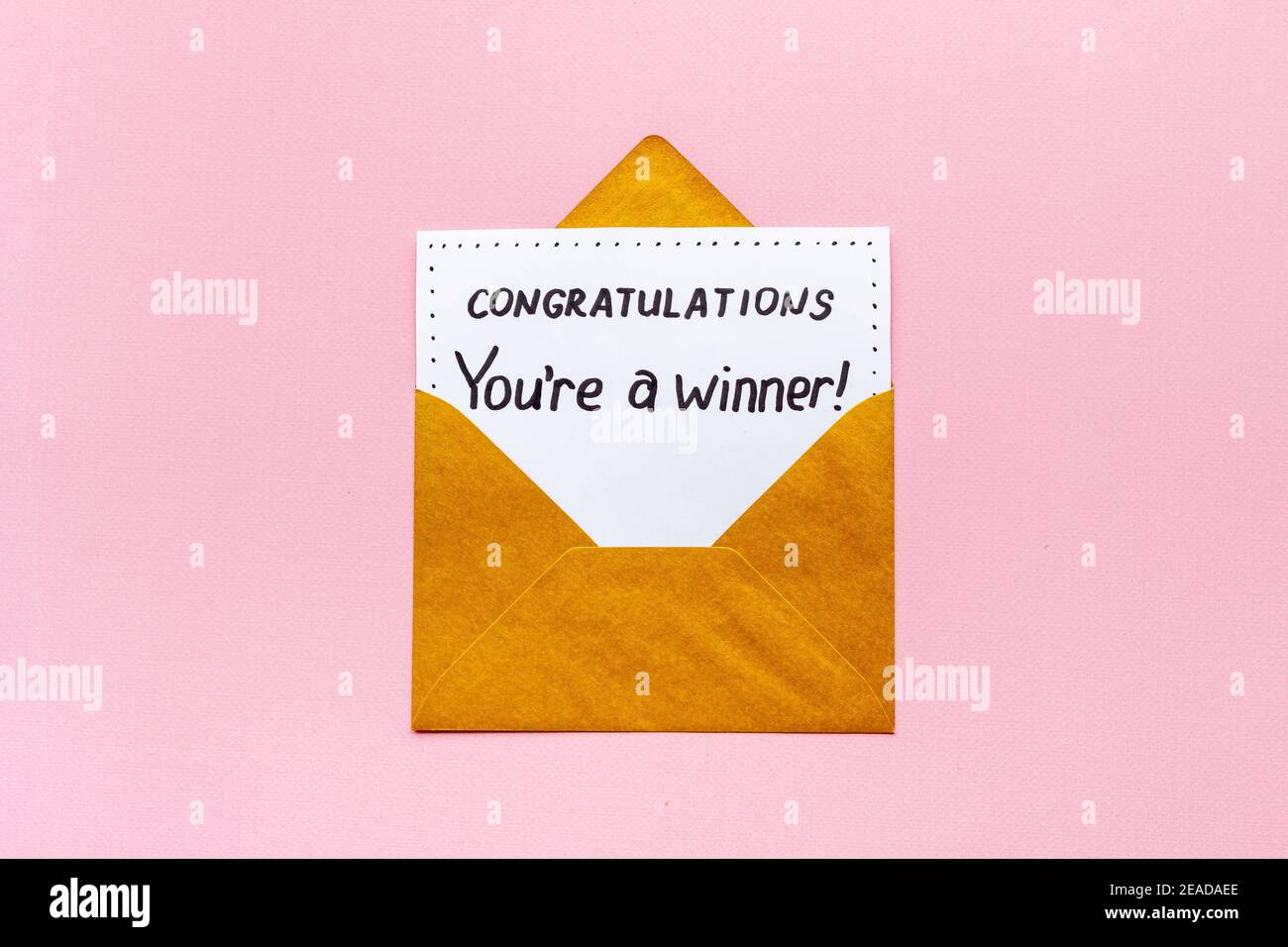 Award letter You Re A Winner in golden yellow envelope. Congratulations ...
