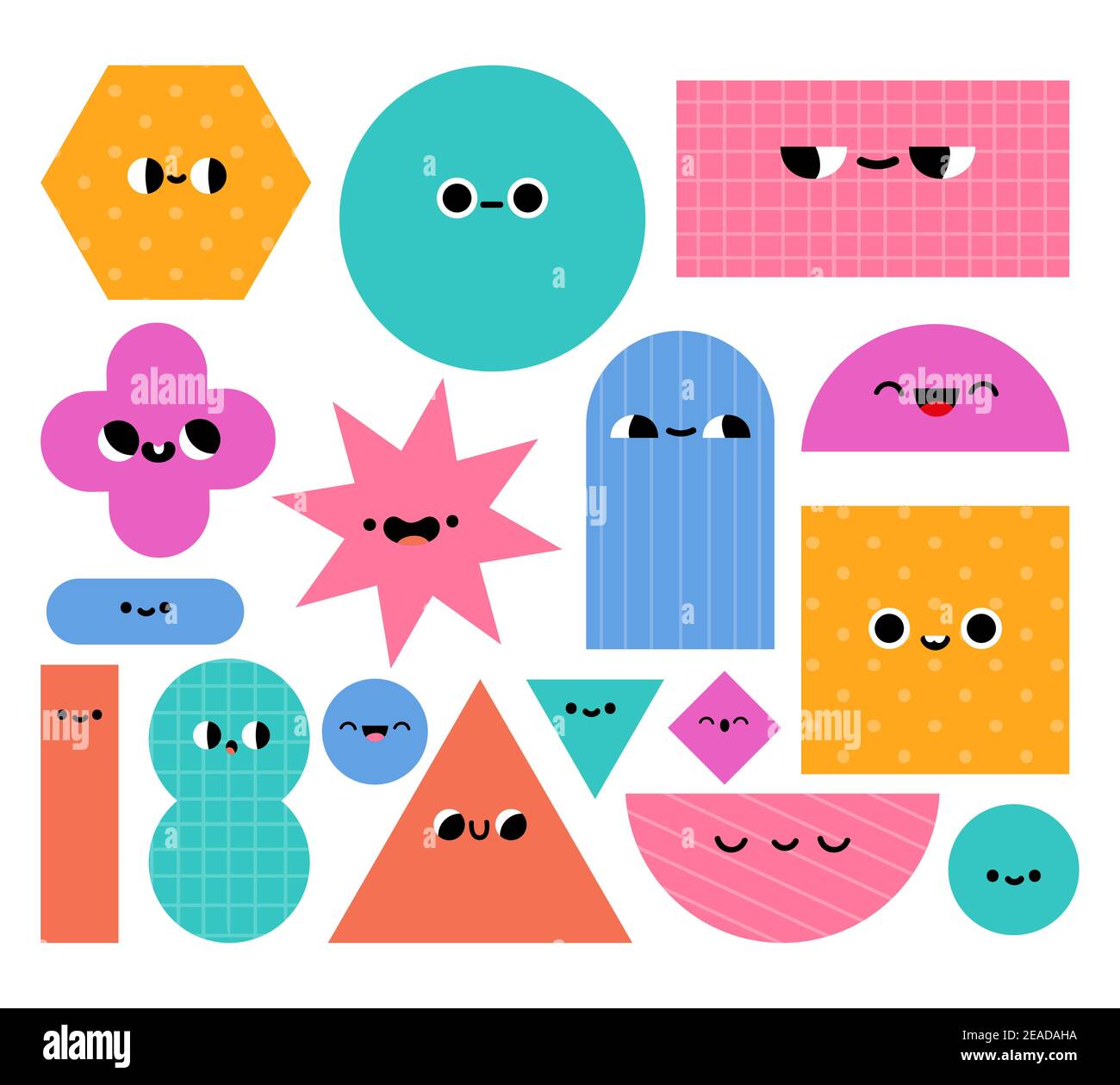 Geometric shapes characters. Basic abstract geometry figures with ...