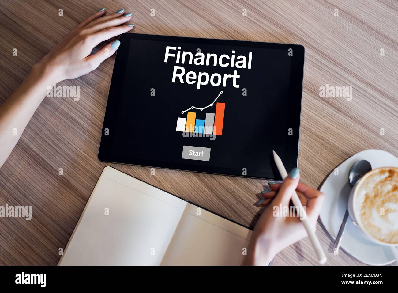 Financial report with graph. Stock market trading, accounting and ...