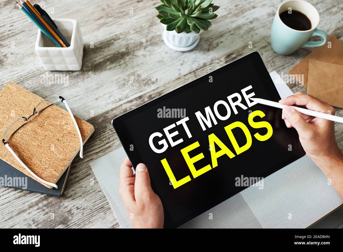 Get more leads banner. Digital marketing and sales increase concept on ...
