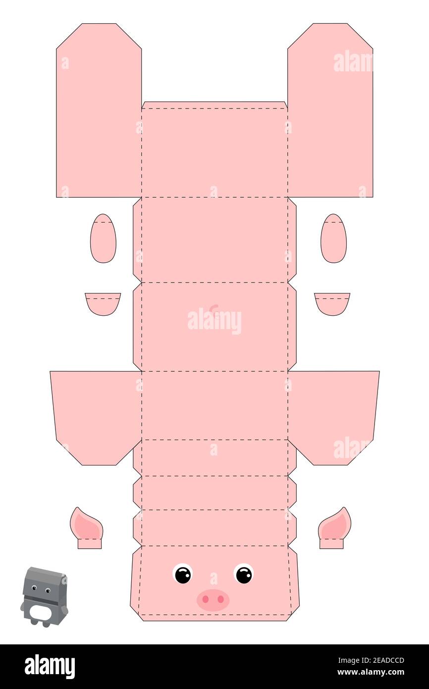 Party favor box pig design for for sweets, candies, small presents ...