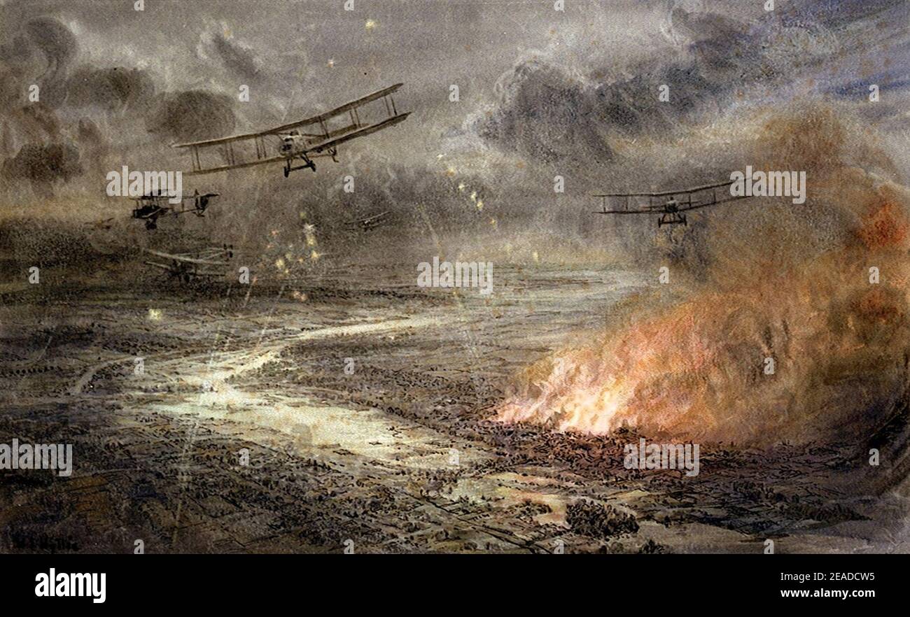 Night bombing of German trenches Stock Photo - Alamy