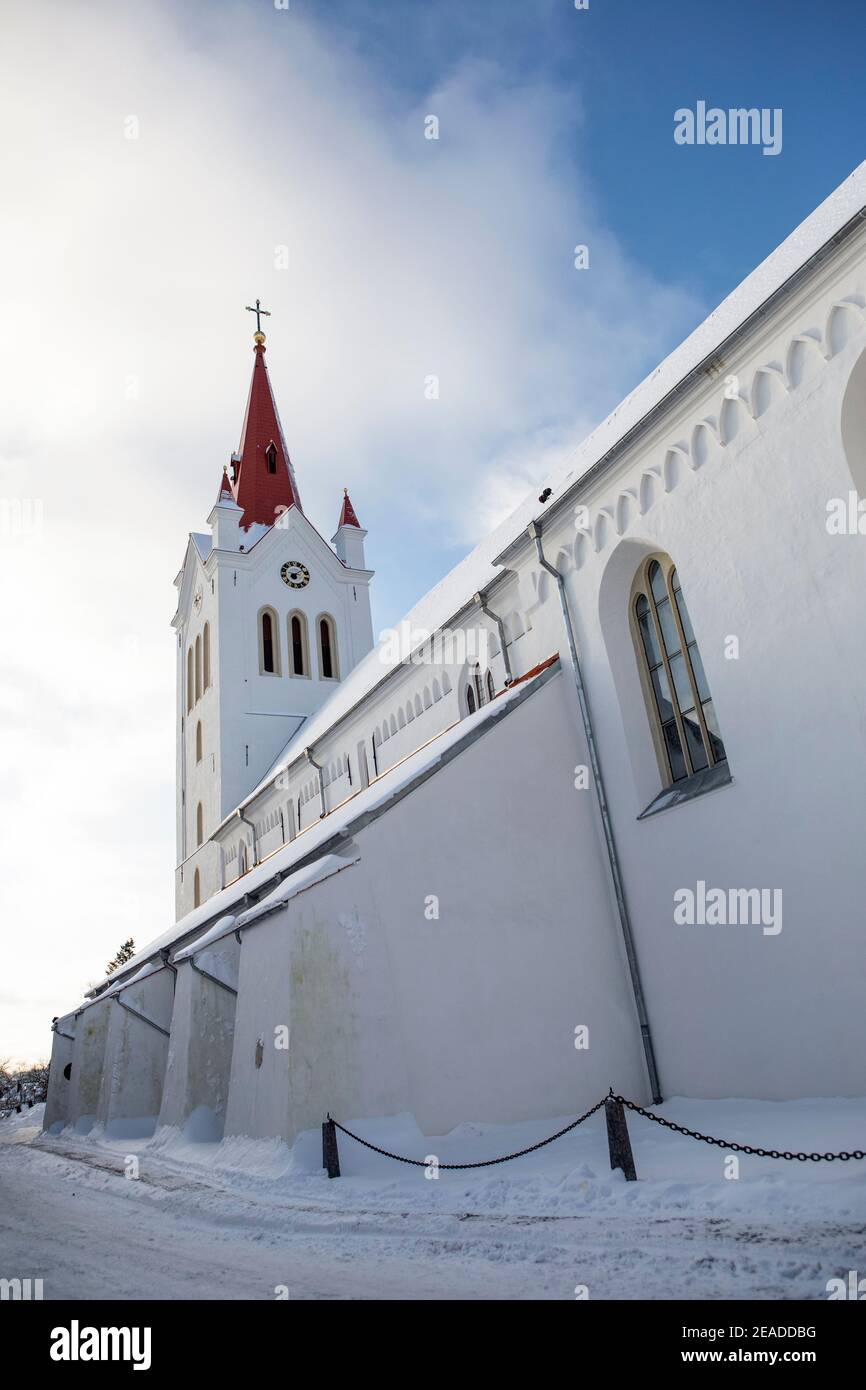 Catholic St.John`s church in the Latvian town Cesis in the winter Stock ...