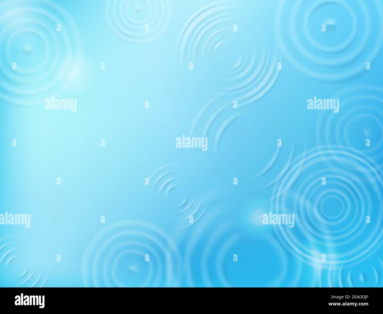 Circles on water surface. Radial ripples and effect of rain drops in ...