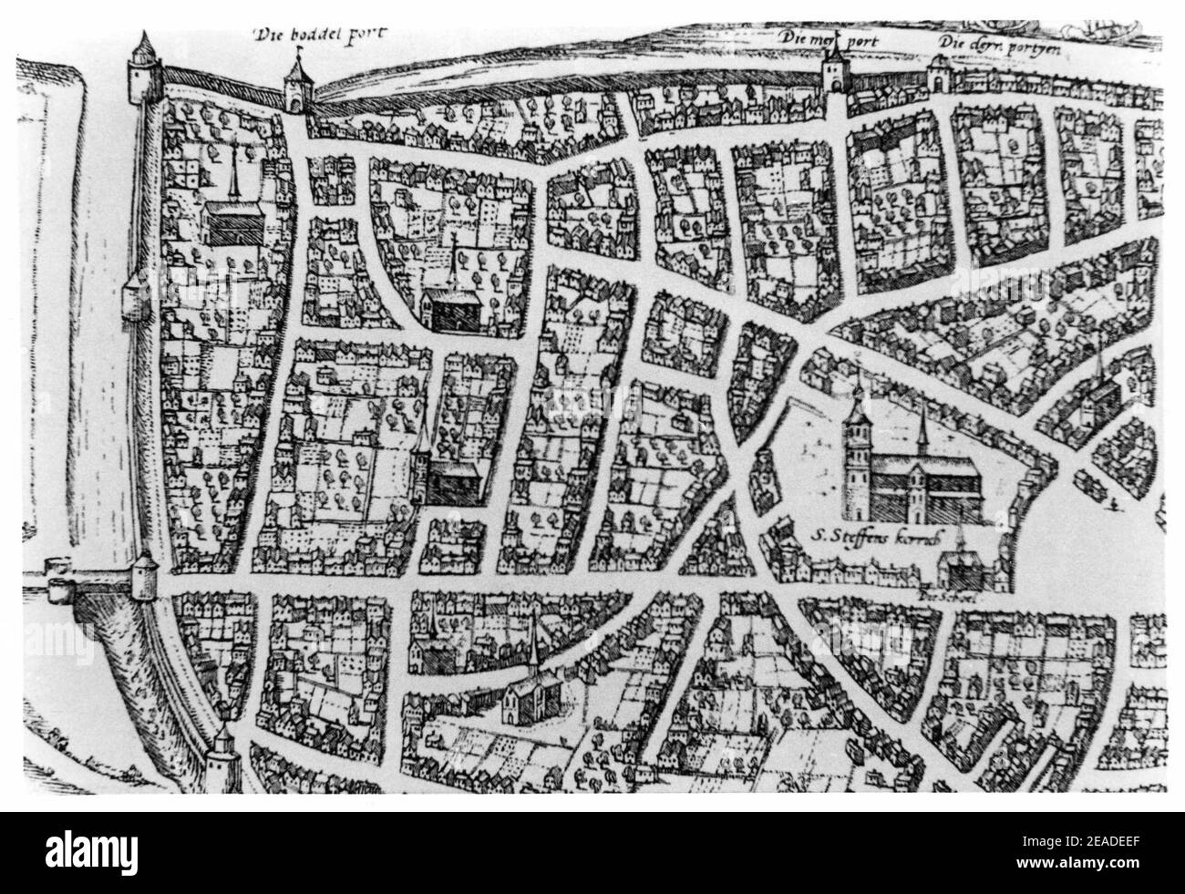 Nijmegen - Plattegrond van Nijmegen. Detail van gra... - F78619 - Van ...