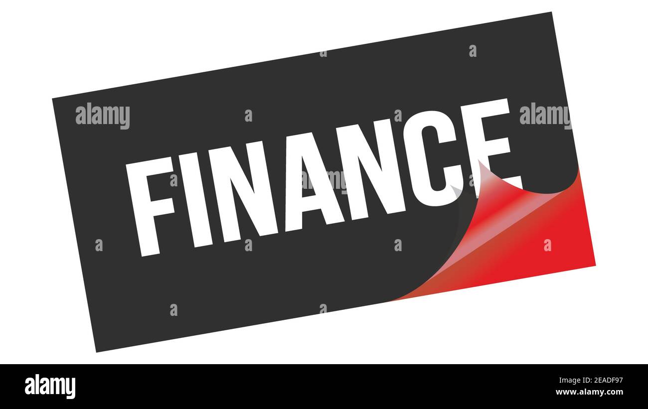FINANCE text written on black red sticker stamp Stock Photo - Alamy