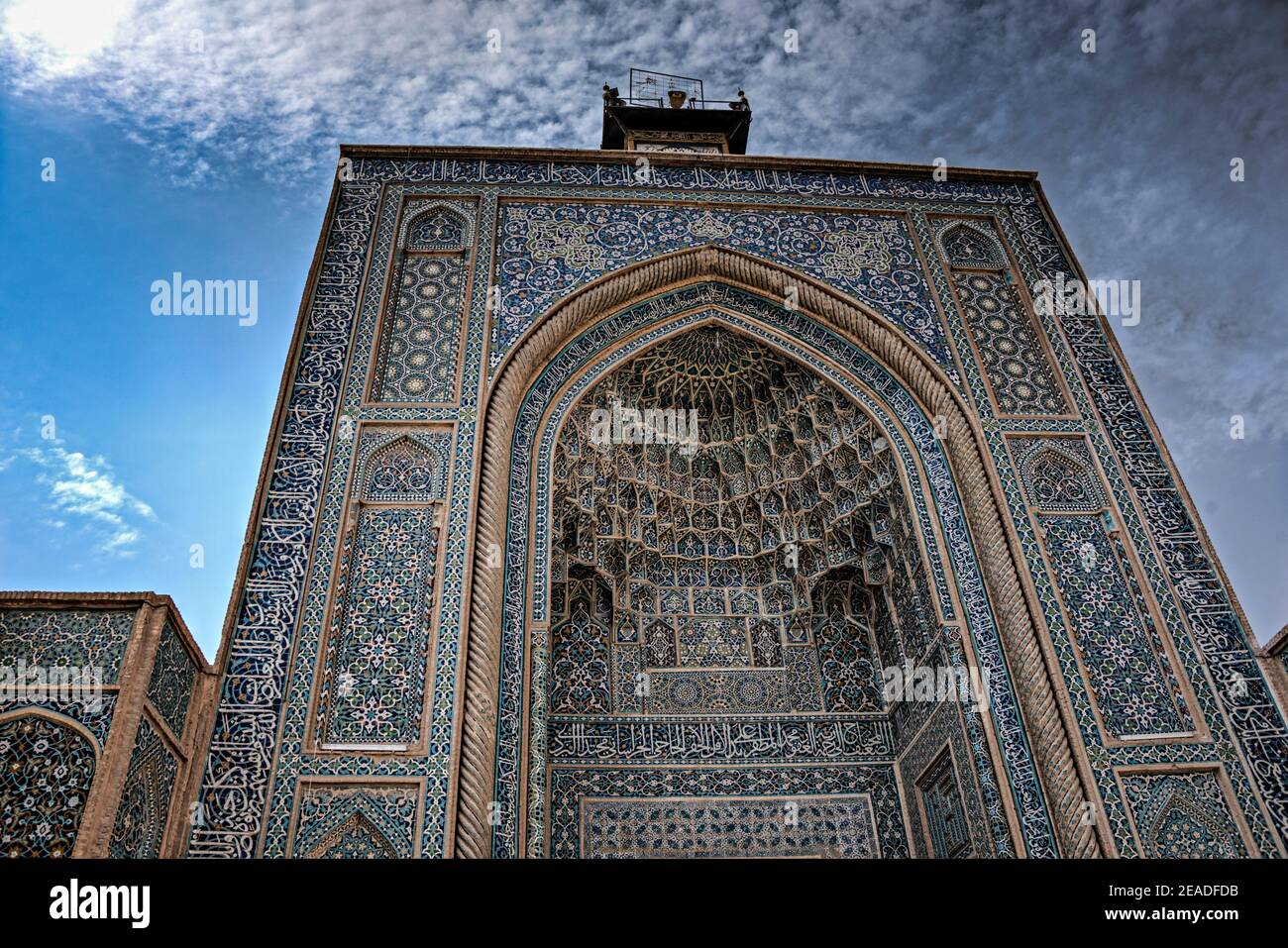 Iwan, front gate, Mozaffari Jameh Mosque, Friday mosque in Kerman, Iran ...