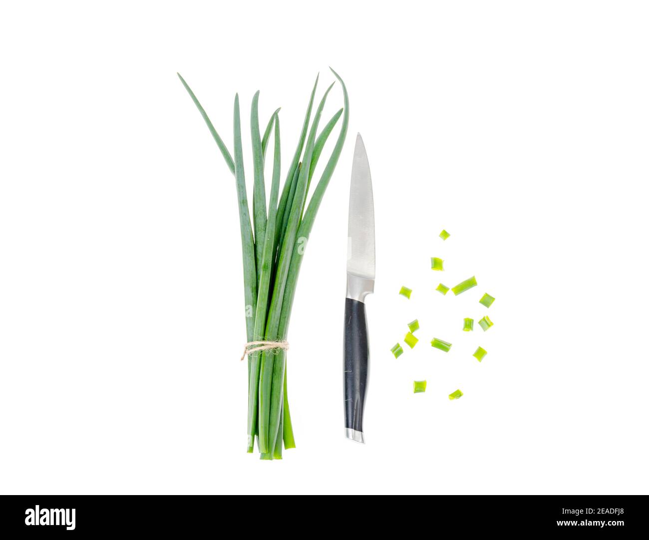 Bunch of fresh chives isolated on white background. Studio Photo Stock ...