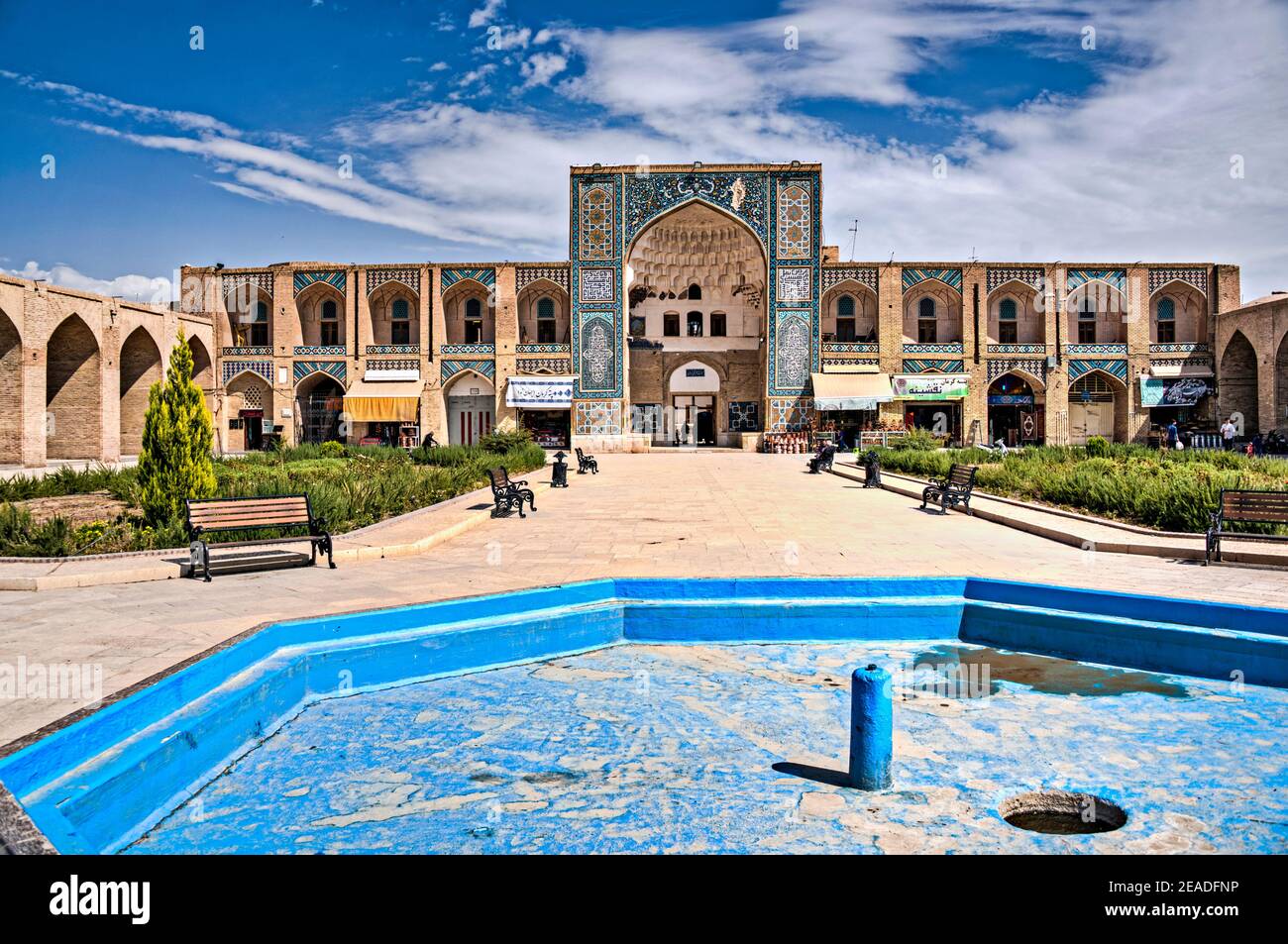 Square with fountain in the bazaar, Ganjali Khan Complex Square, Kerman ...