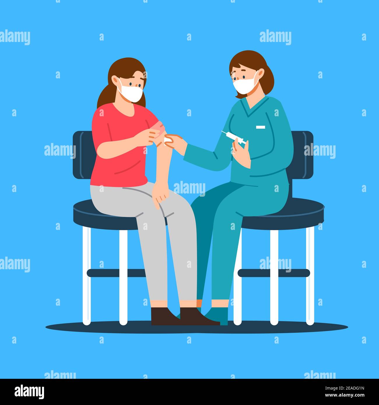 Doctor injecting vaccine to a patient Vector illustration Stock Vector ...
