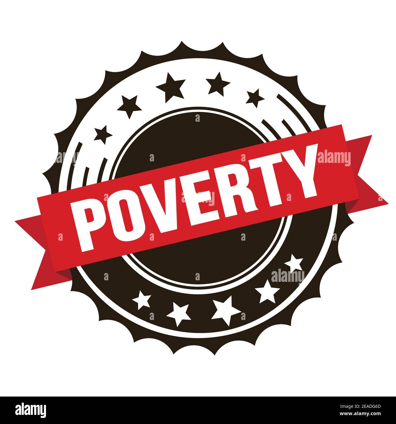 POVERTY text on red brown ribbon badge stamp Stock Photo - Alamy