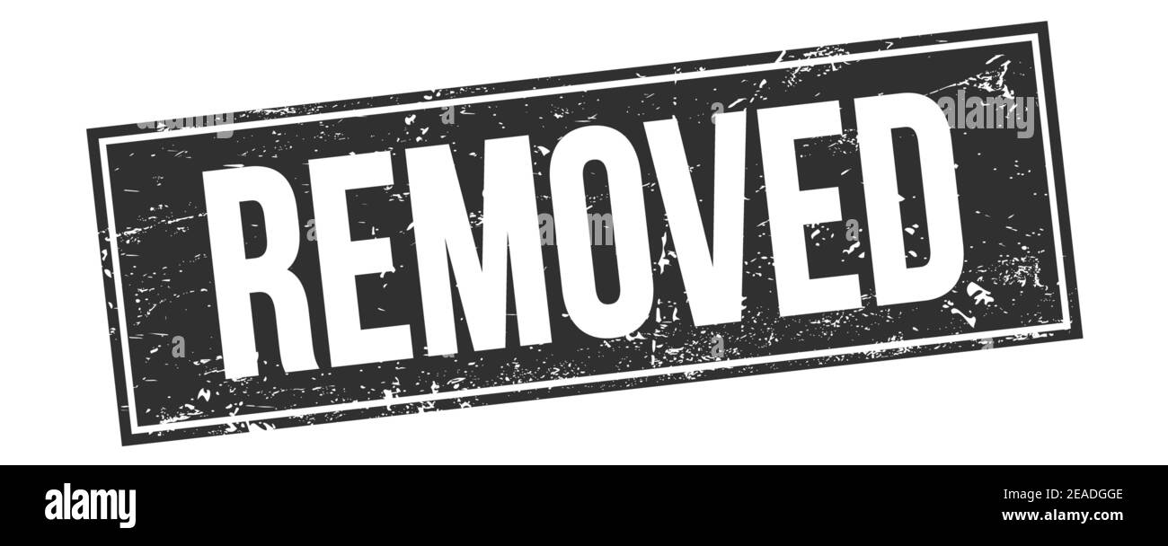 REMOVED text on black grungy rectangle stamp sign Stock Photo - Alamy