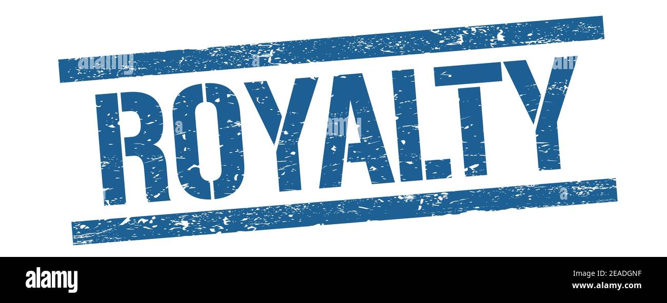 ROYALTY text on blue grungy lines stamp sign Stock Photo - Alamy
