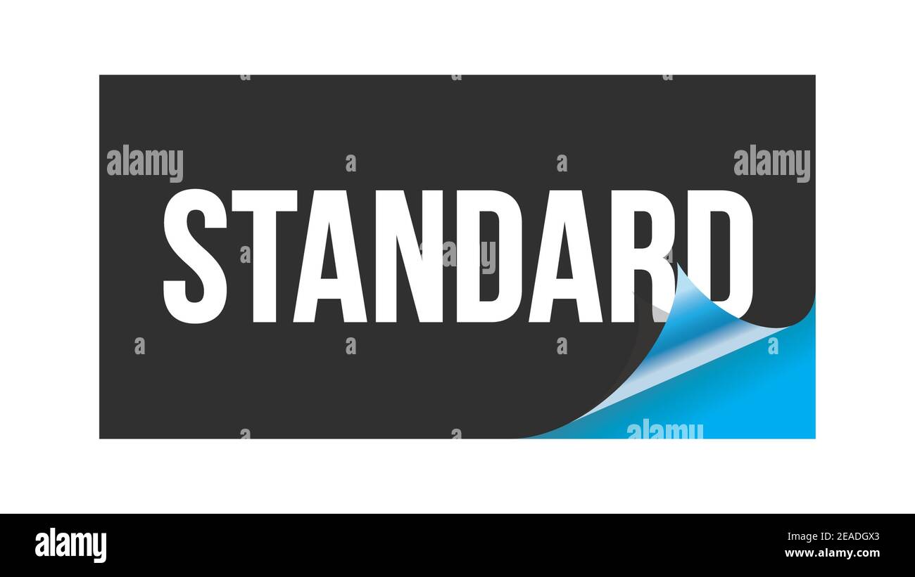 STANDARD text written on black blue sticker stamp Stock Photo - Alamy