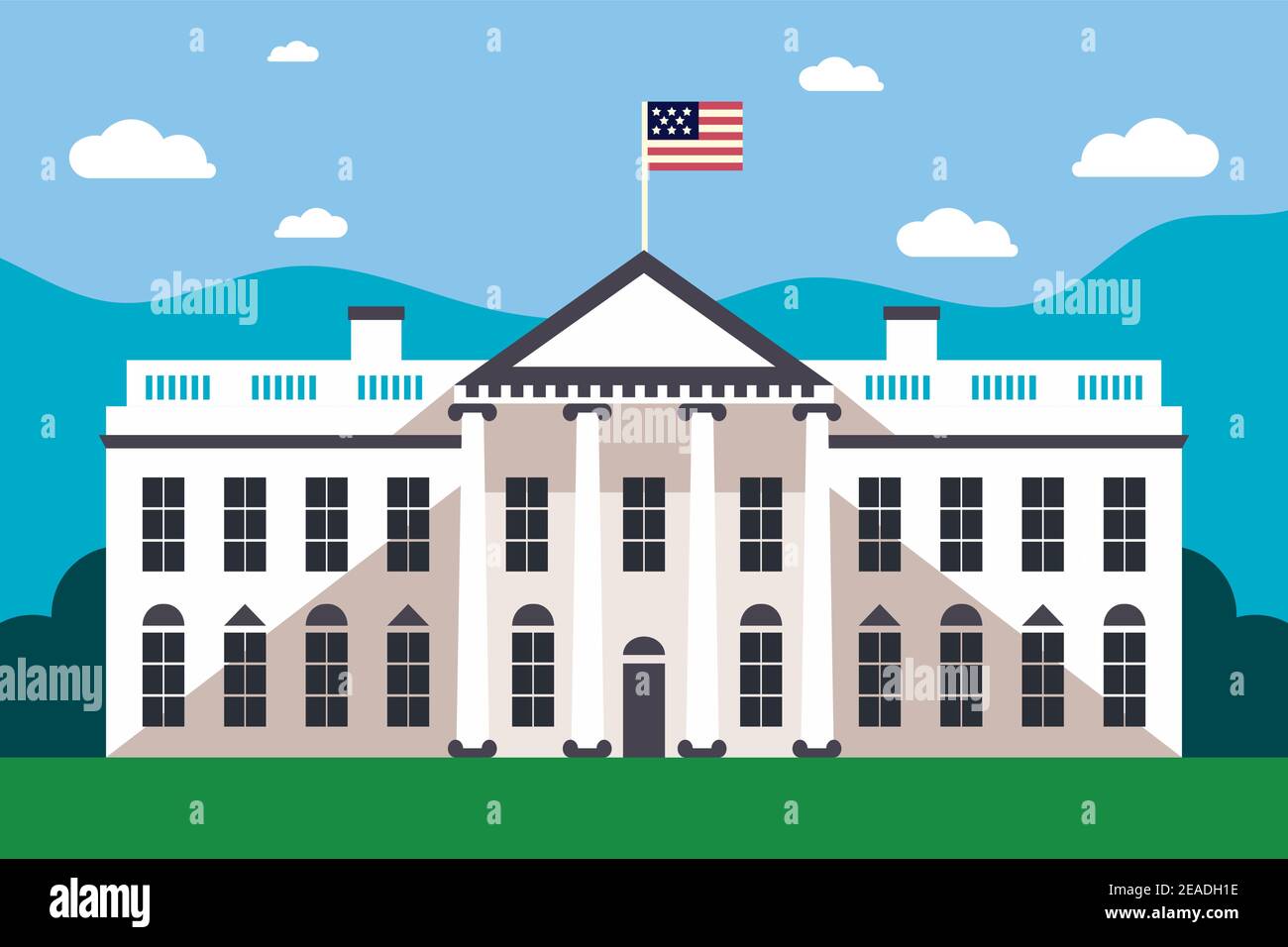 White house illustration in flat design Vector illustration Stock ...