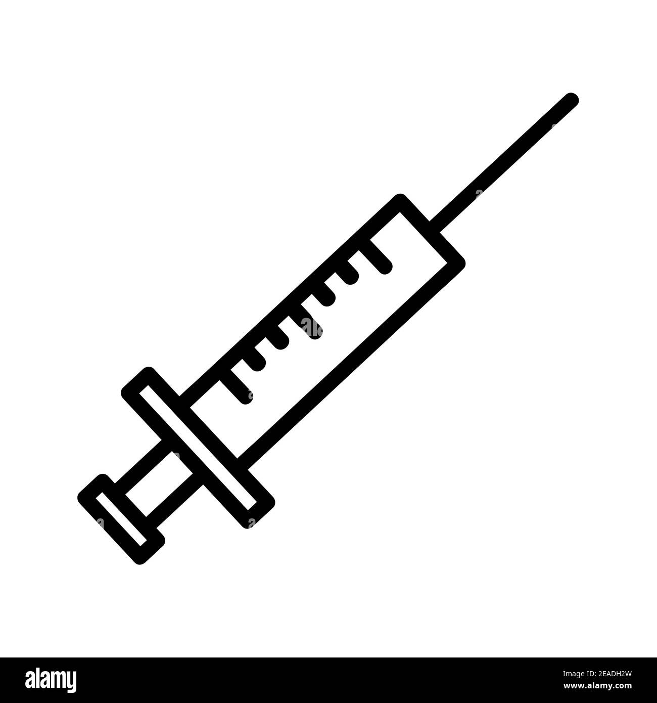 Syringe flat icon. Pictogram for web. Line stroke. Isolated on white ...