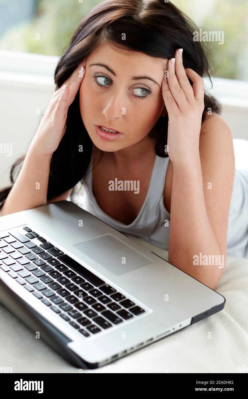 Worried looking girl Stock Photo - Alamy