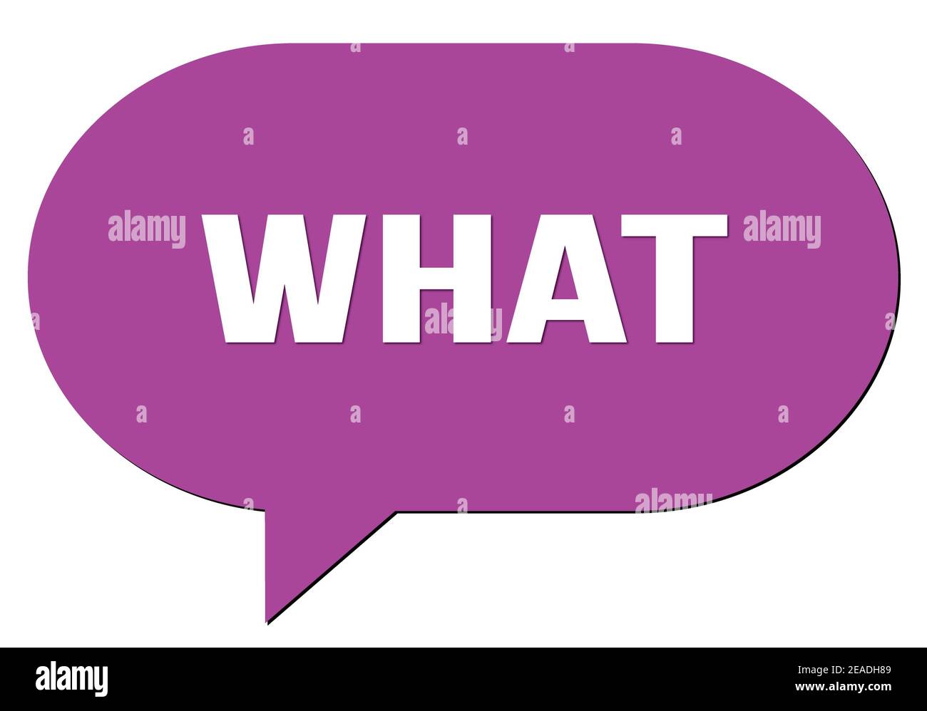 WHAT text written in a violet speech bubble stamp Stock Photo - Alamy