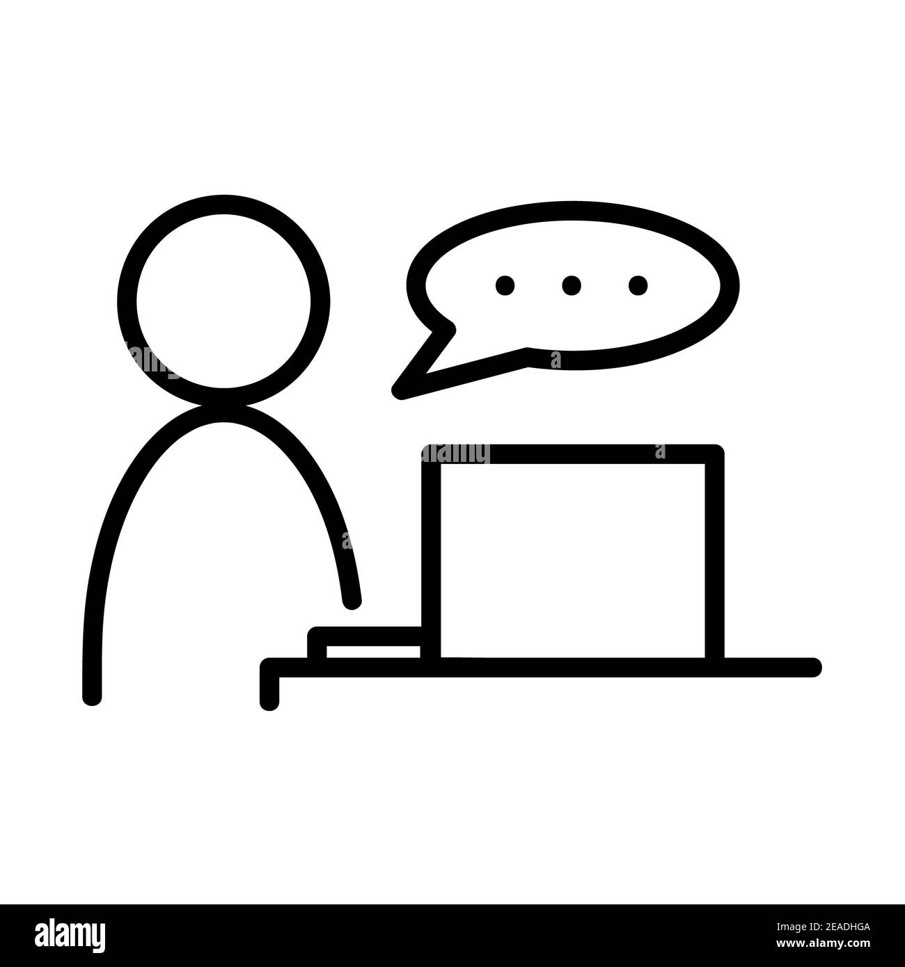 Online education flat icon. Pictogram for web. Line stroke. Isolated on ...