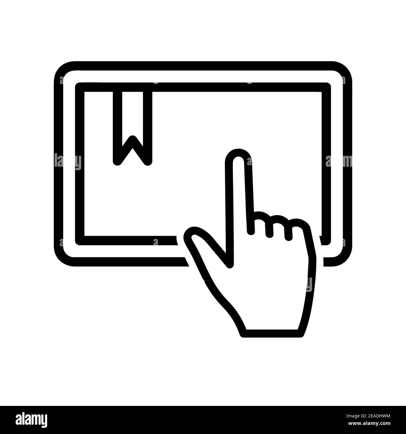 Online education flat icon. Pictogram for web. Line stroke. Isolated on ...