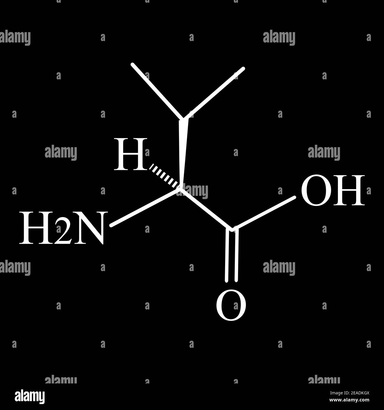 Valine amino acid. Chemical molecular formula of valine amino acid ...