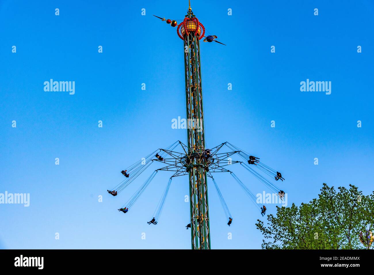 Himmelskibet chain carousel at Tivoli amusement park in Copenhagen ...