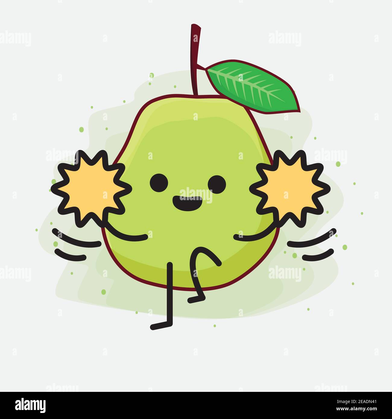 An illustration of Cute Green Guava Fruit Mascot Character Stock Vector ...