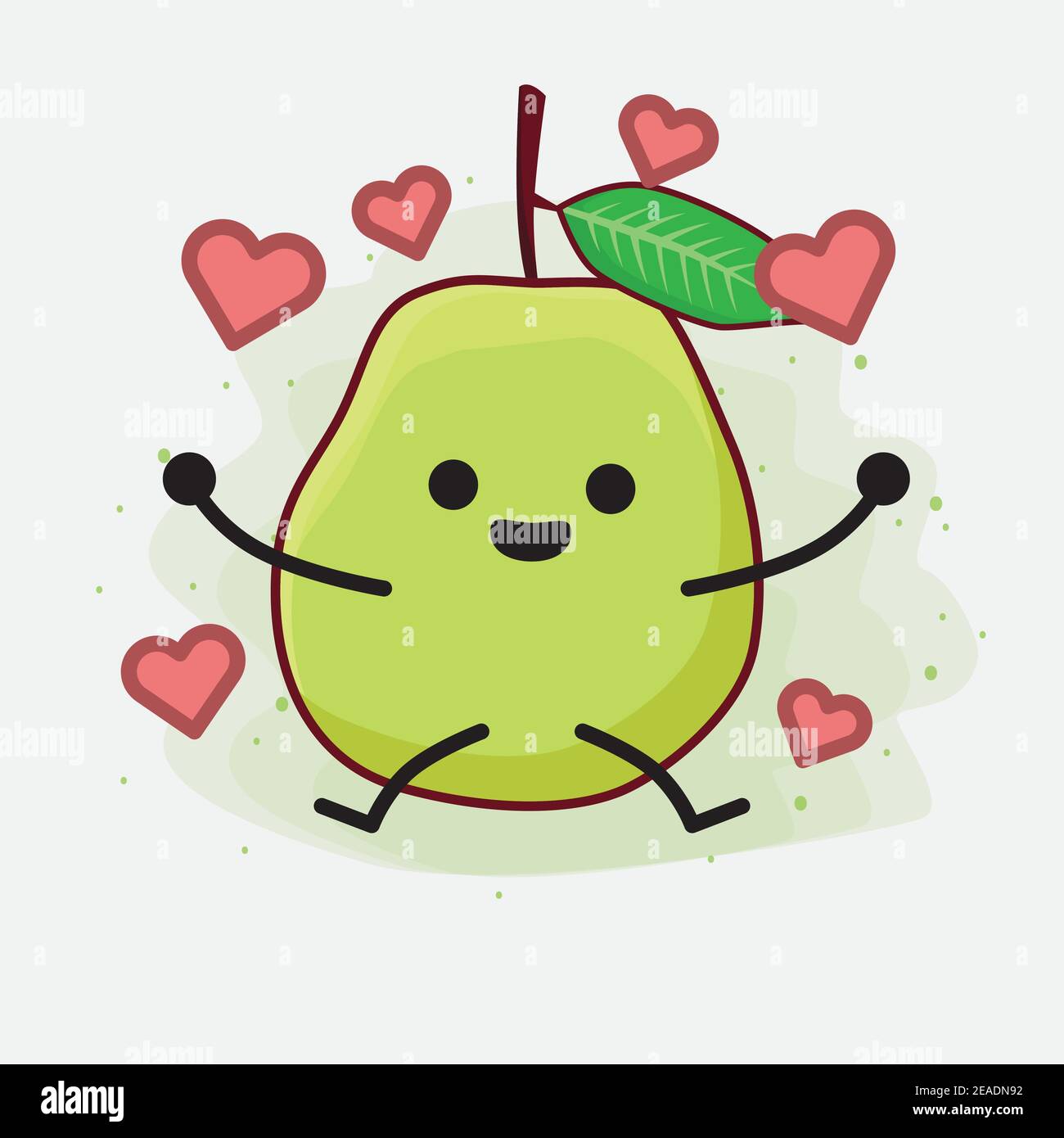 An illustration of Cute Green Guava Fruit Mascot Character Stock Vector ...