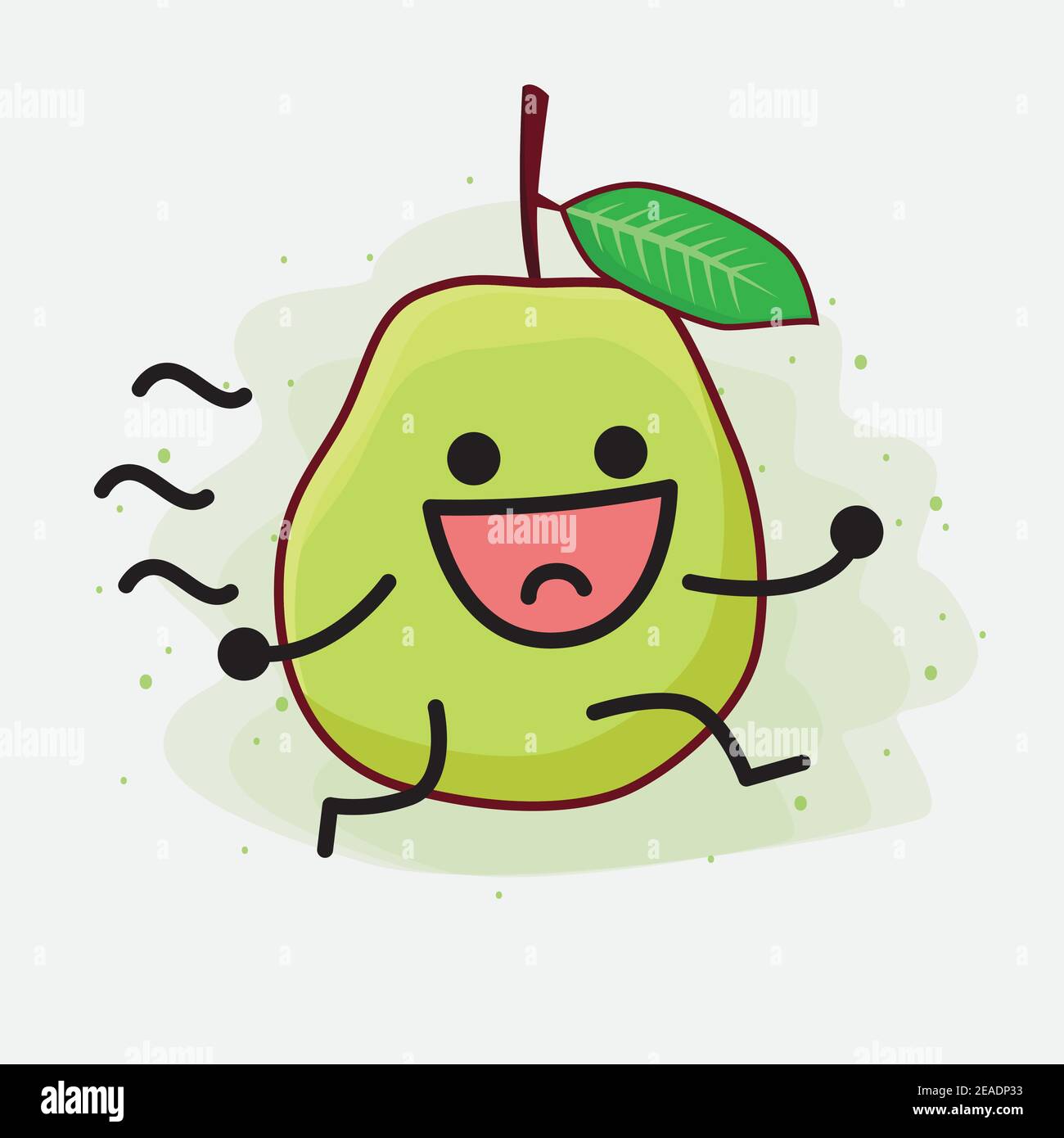 An illustration of Cute Green Guava Fruit Mascot Character Stock Vector ...