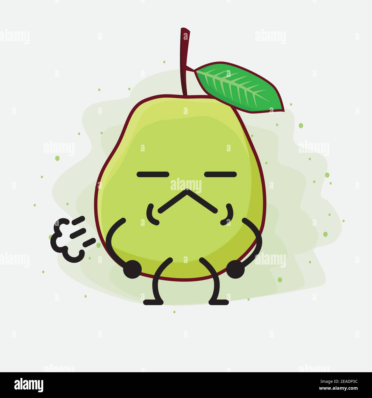 An illustration of Cute Green Guava Fruit Mascot Character Stock Vector ...