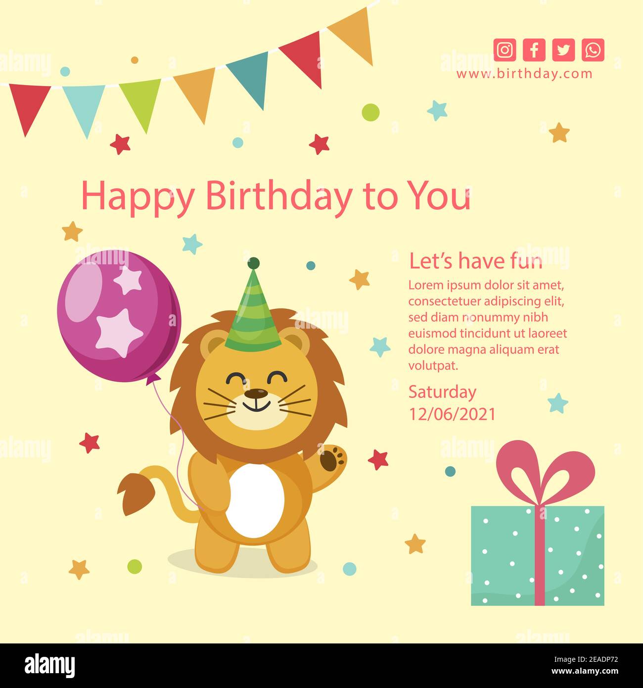 Childrens birthday flyer template Vector illustration Stock Vector ...