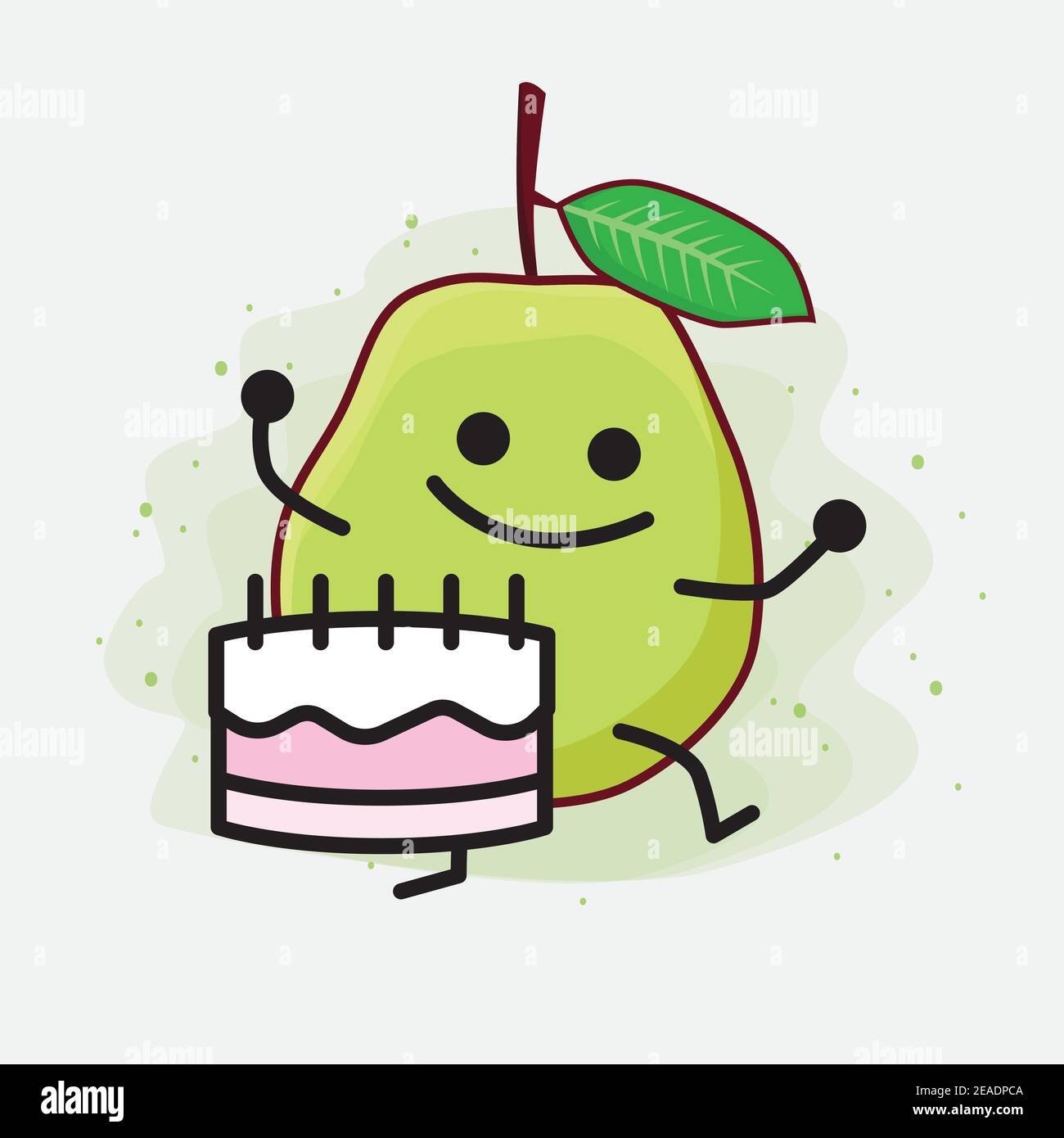 An illustration of Cute Green Guava Fruit Mascot Character Stock Vector ...