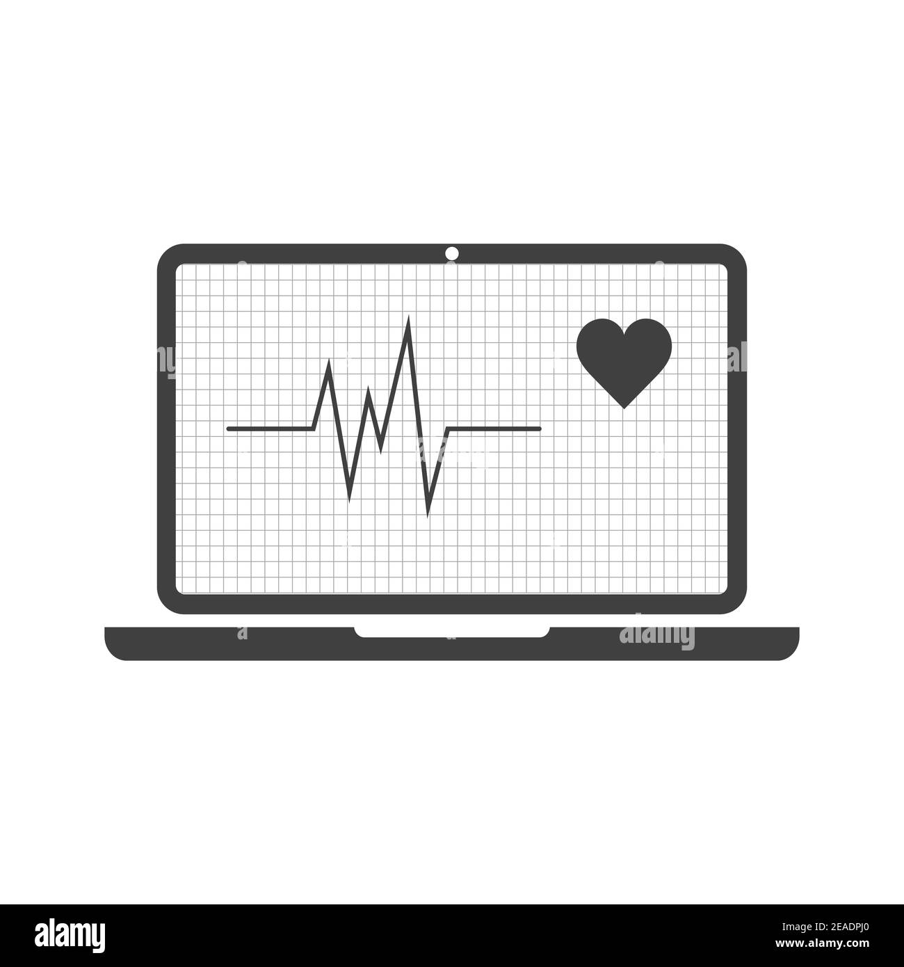 Medical heart scan icon in black flat shape design isolated on white ...