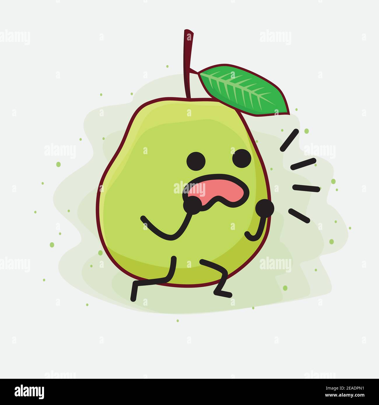 An illustration of Cute Green Guava Fruit Mascot Character Stock Vector ...
