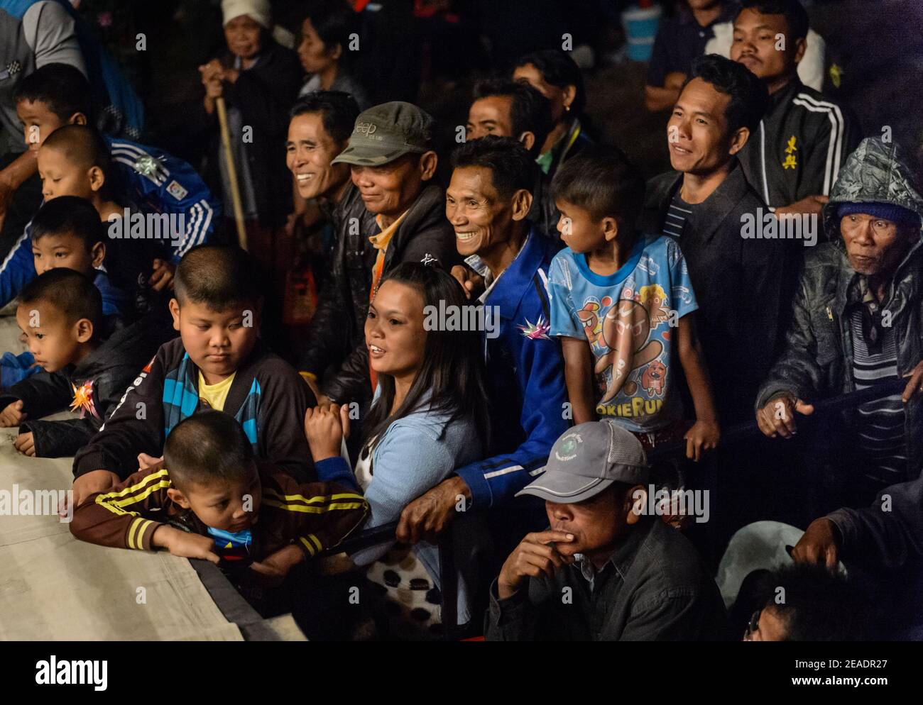 Local crowd watches Muay Thai fight, rural Thailand Stock Photo - Alamy