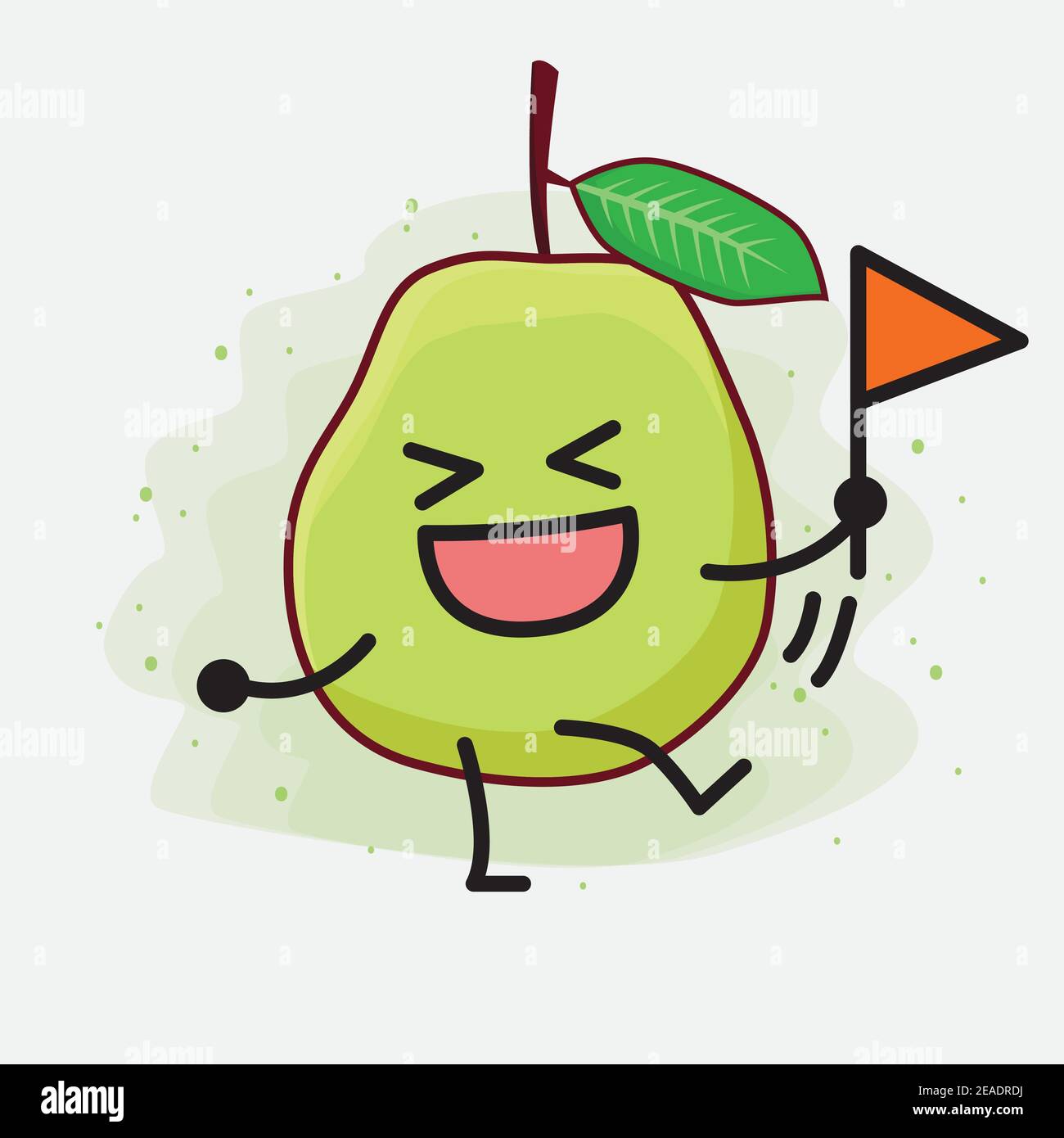 An illustration of Cute Green Guava Fruit Mascot Character Stock Vector ...