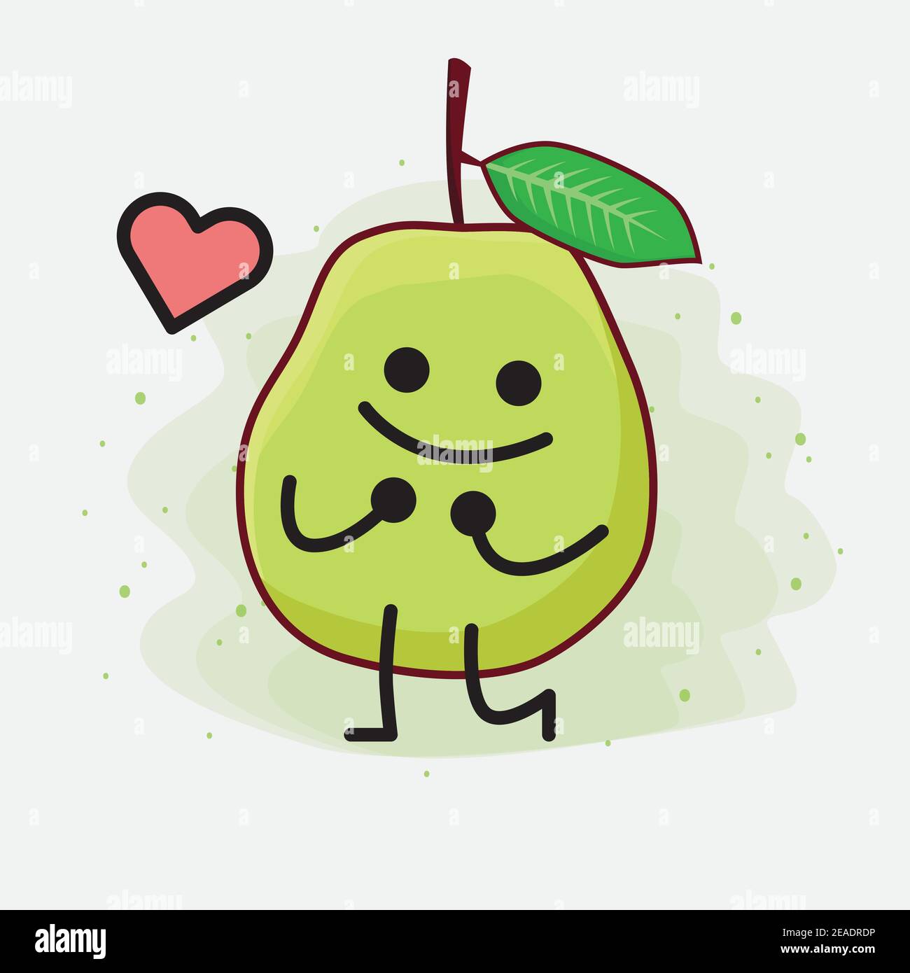 An illustration of Cute Green Guava Fruit Mascot Character Stock Vector ...
