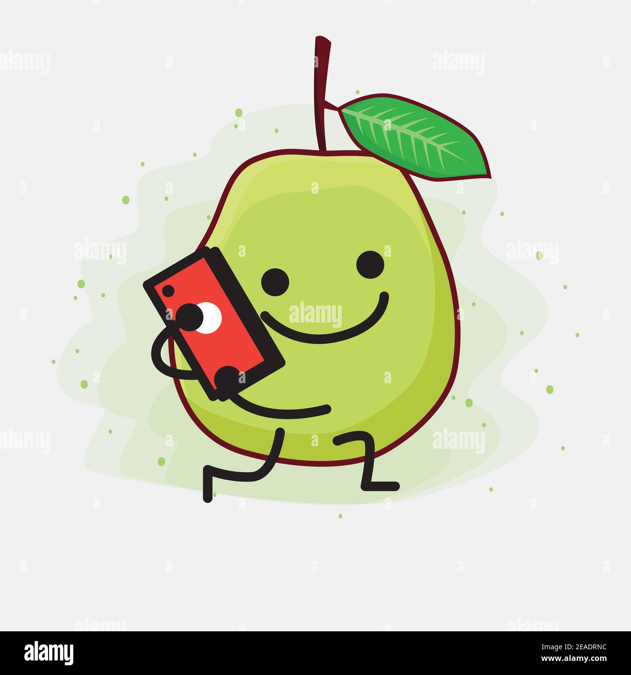 An illustration of Cute Green Guava Fruit Mascot Character Stock Vector ...