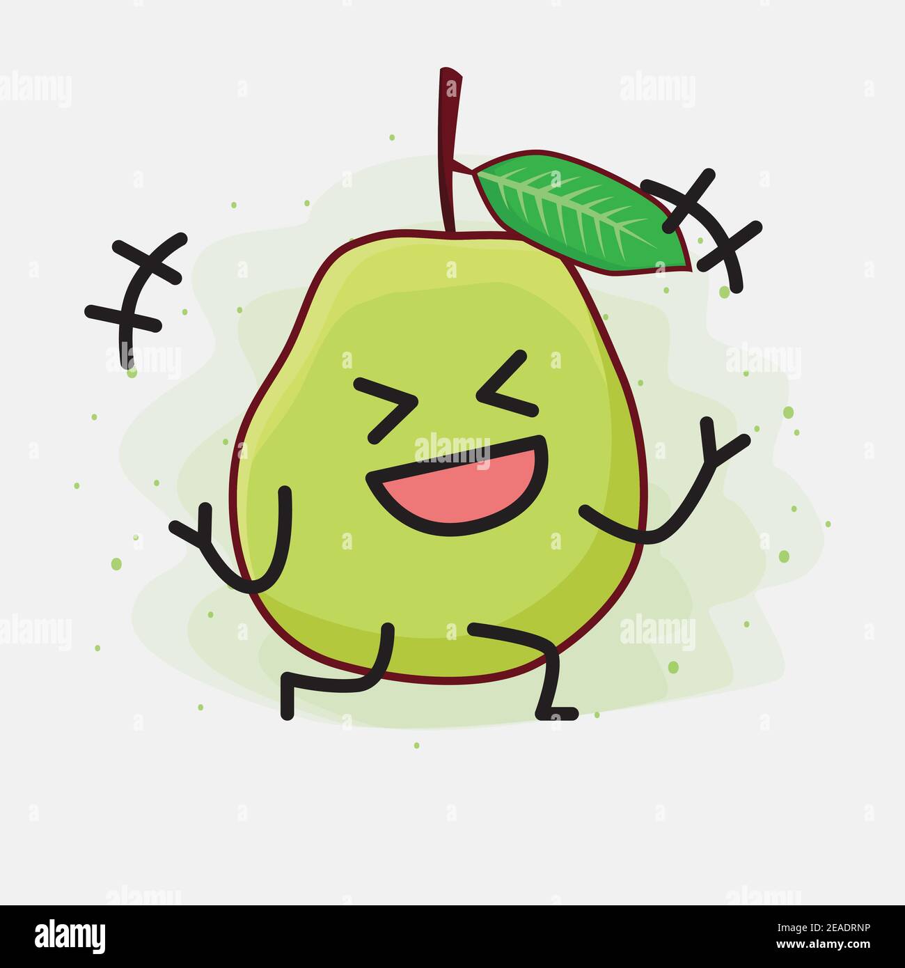 An illustration of Cute Green Guava Fruit Mascot Character Stock Vector ...