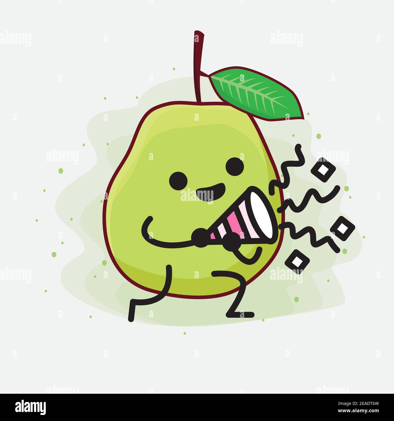 An illustration of Cute Green Guava Fruit Mascot Character Stock Vector ...