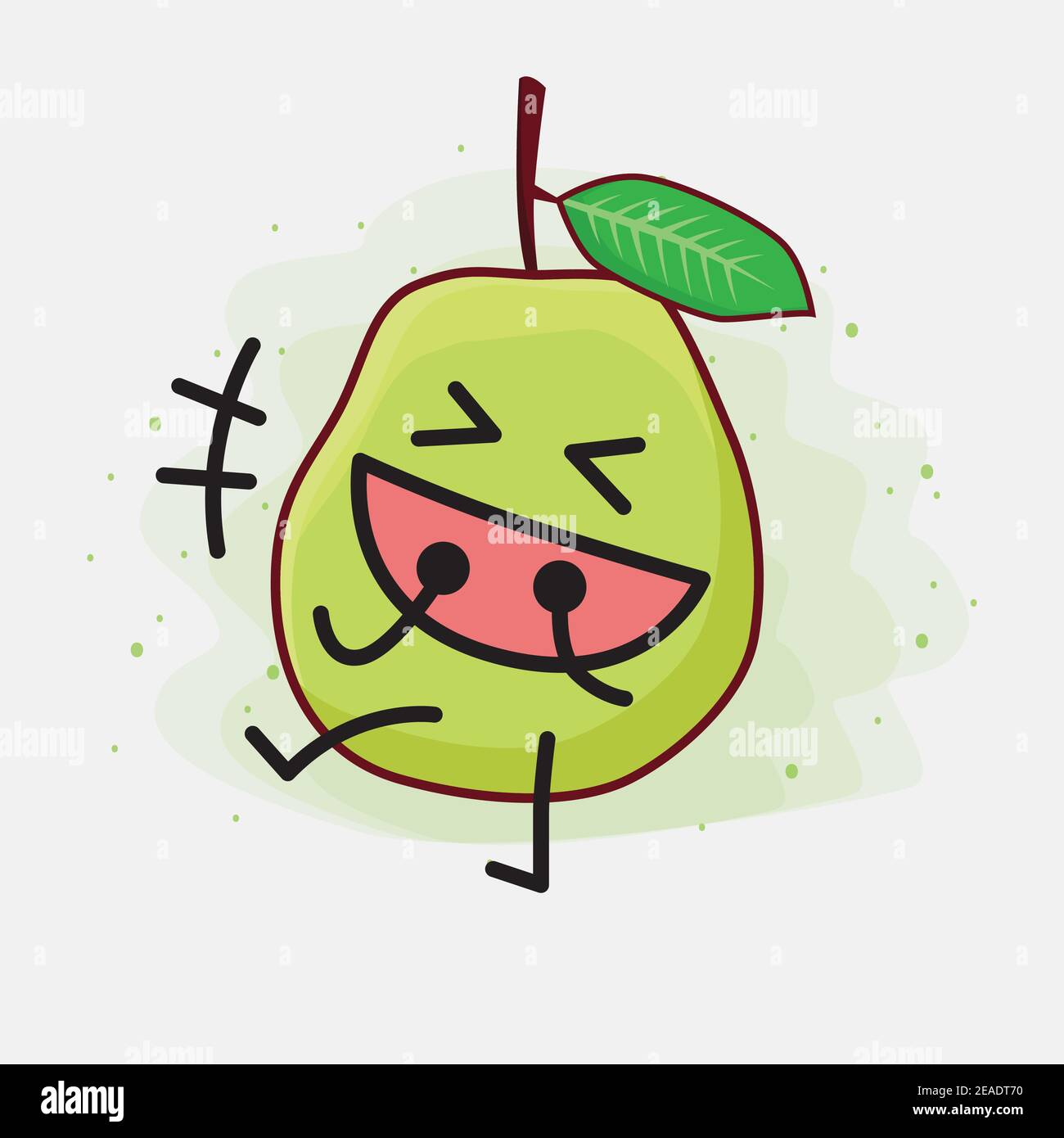 An illustration of Cute Green Guava Fruit Mascot Character Stock Vector ...