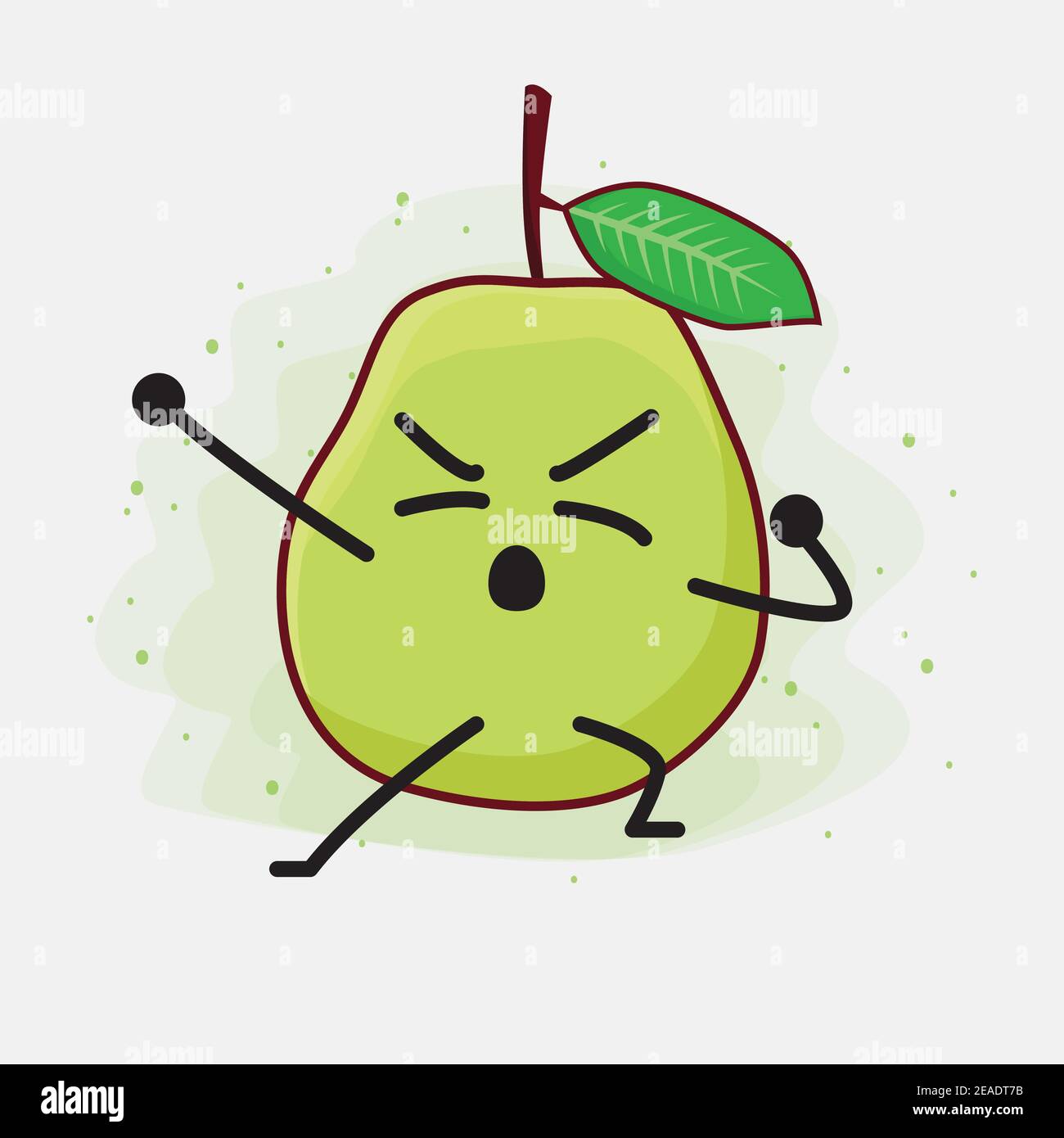 An illustration of Cute Green Guava Fruit Mascot Character Stock Vector ...