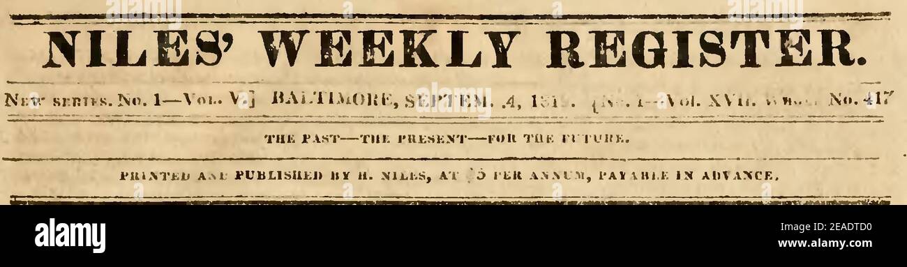Niles' Weekly Register logo Stock Photo - Alamy
