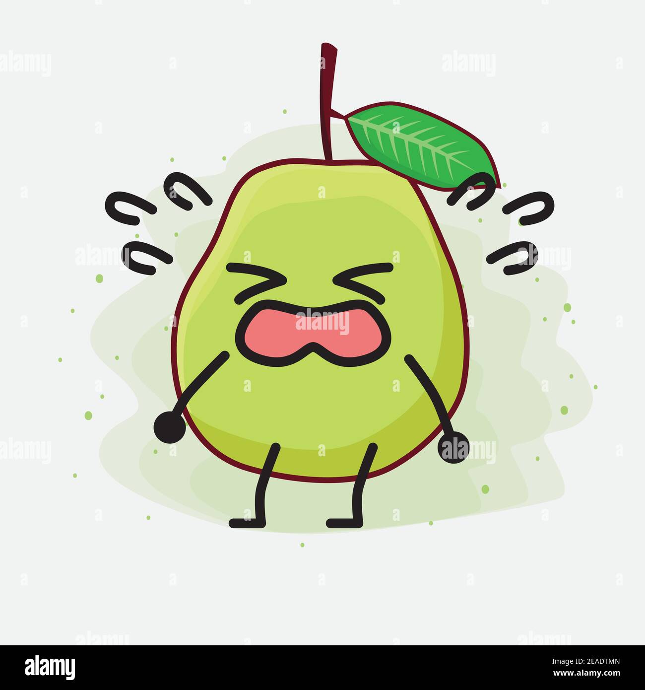 An illustration of Cute Green Guava Fruit Mascot Character Stock Vector ...