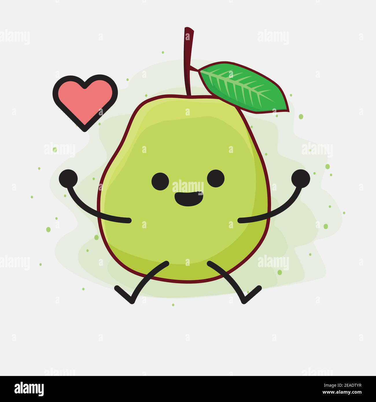 An illustration of Cute Green Guava Fruit Mascot Character Stock Vector ...
