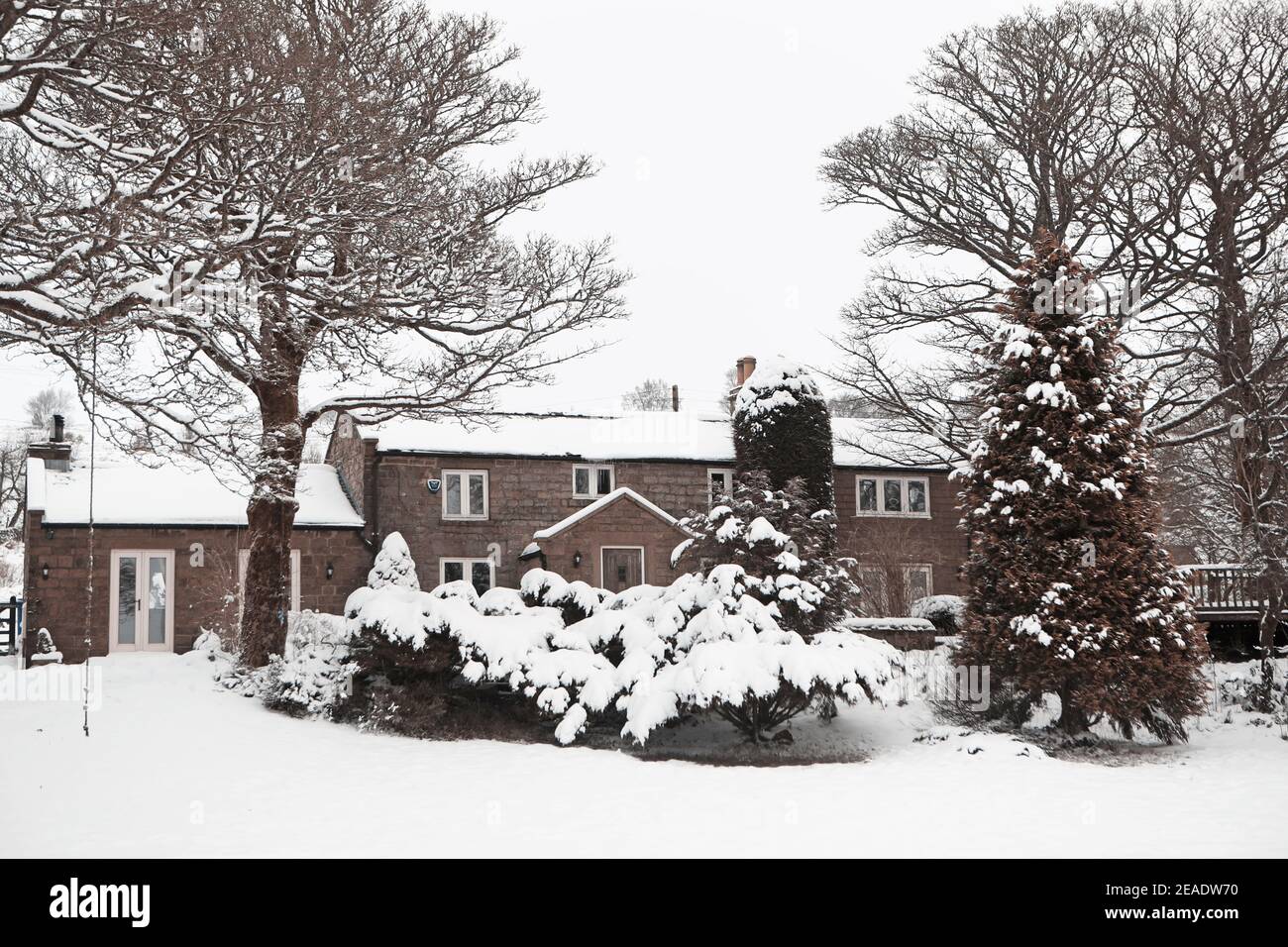Snow covers houses near Hollow Meadows, South Yorkshire, as bitterly ...